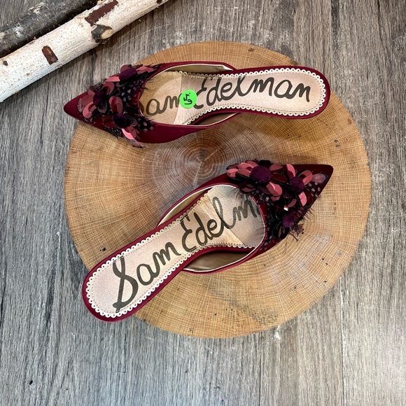 Sam Edelman | Shoes | Nwot Sam Edelman Red Satin Embellished Dorcy ...